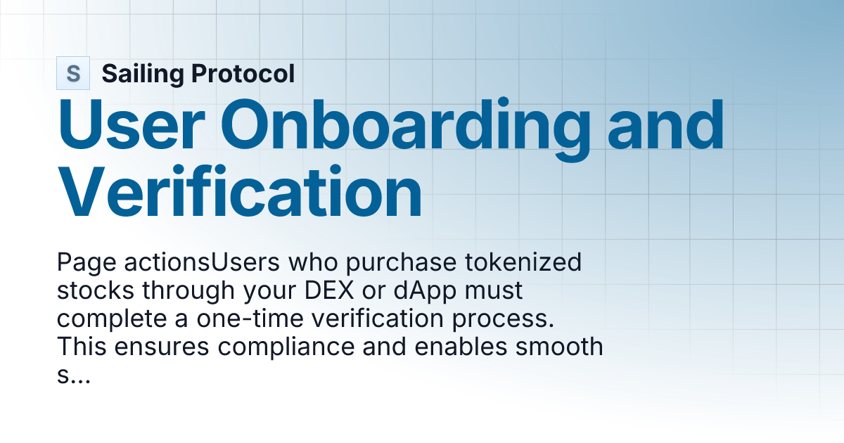 User Onboarding and Verification | Sailing Protocol