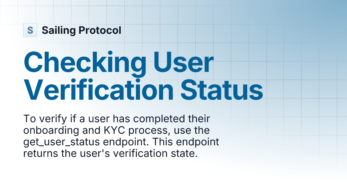 Checking User Verification Status | Sailing Protocol